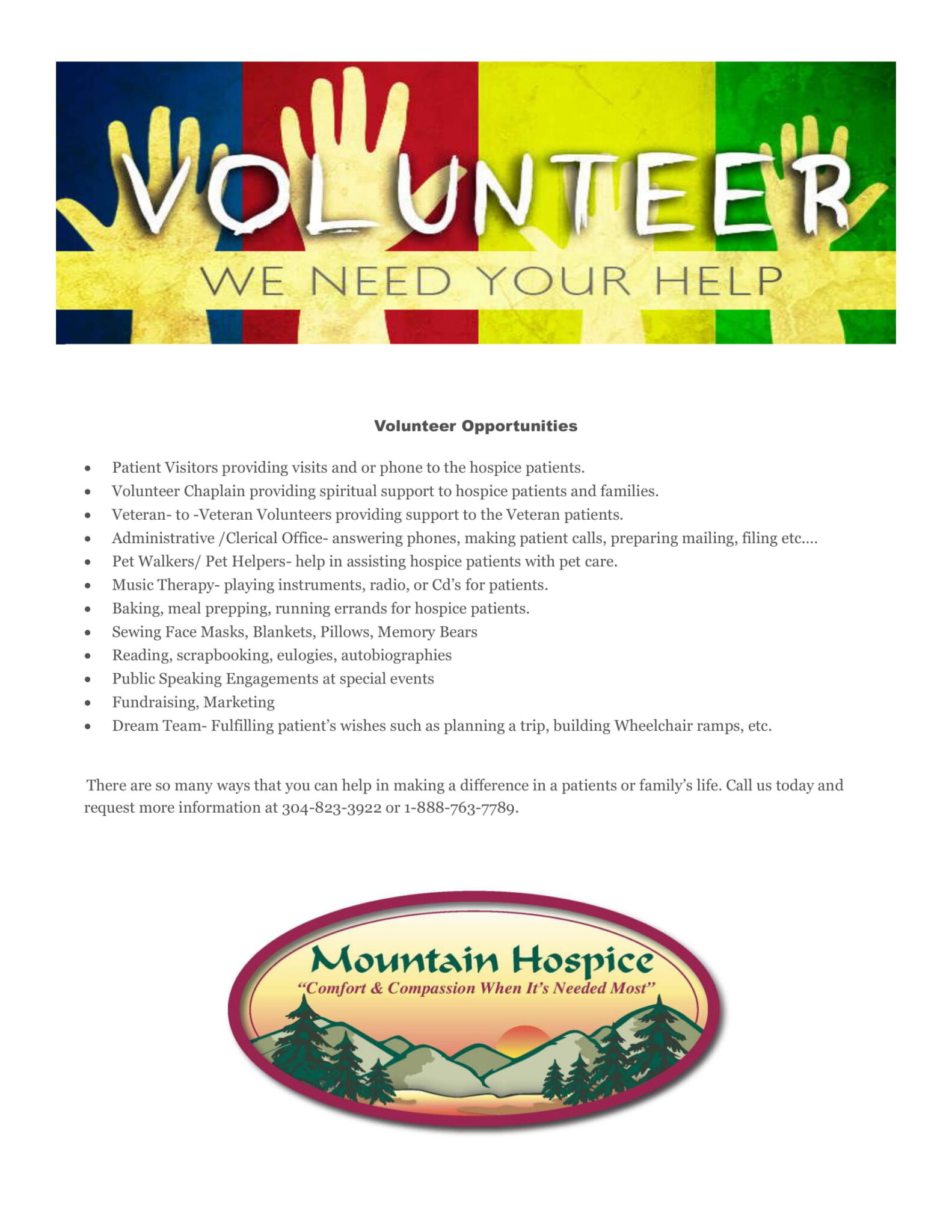 Mountain Hospice Volunteer Newsletter (April - June 2021) | Mountain ...